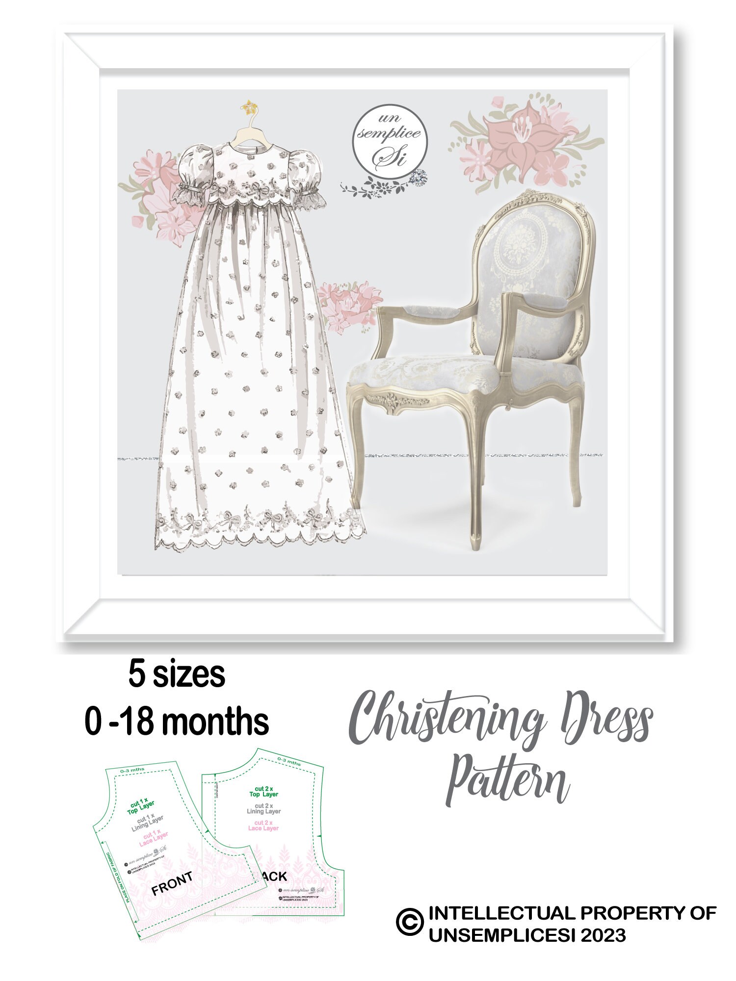 Christening Dress Pattern , Baptism Dress Pattern, PDF Sewing Pattern, Blessings Dress PDF ...