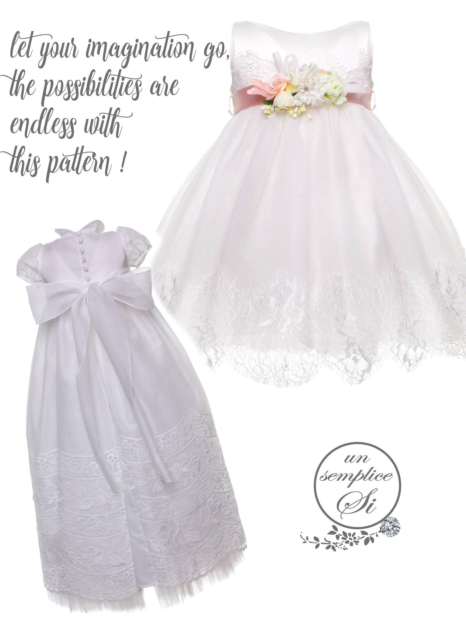 Christening Dress Pattern , Baptism Dress Pattern, PDF Sewing Pattern, Blessings Dress PDF ...