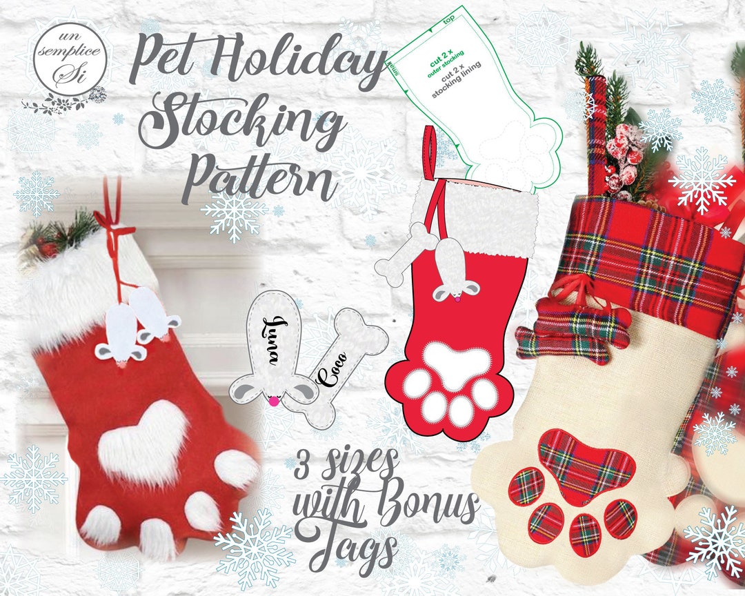 Pet Holiday Stocking , Christmas Pet Stocking Pattern, Paw Stocking ...