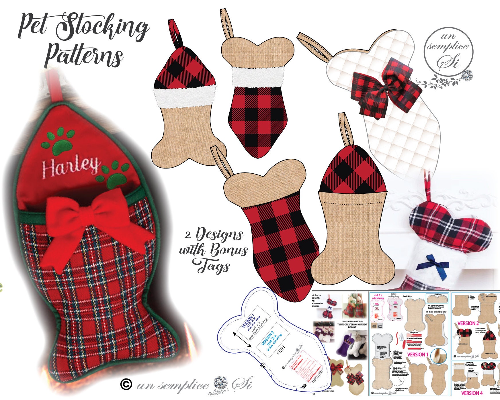 Pet Holiday Stocking , Christmas Pet Stocking Pattern, Dog Bone ...