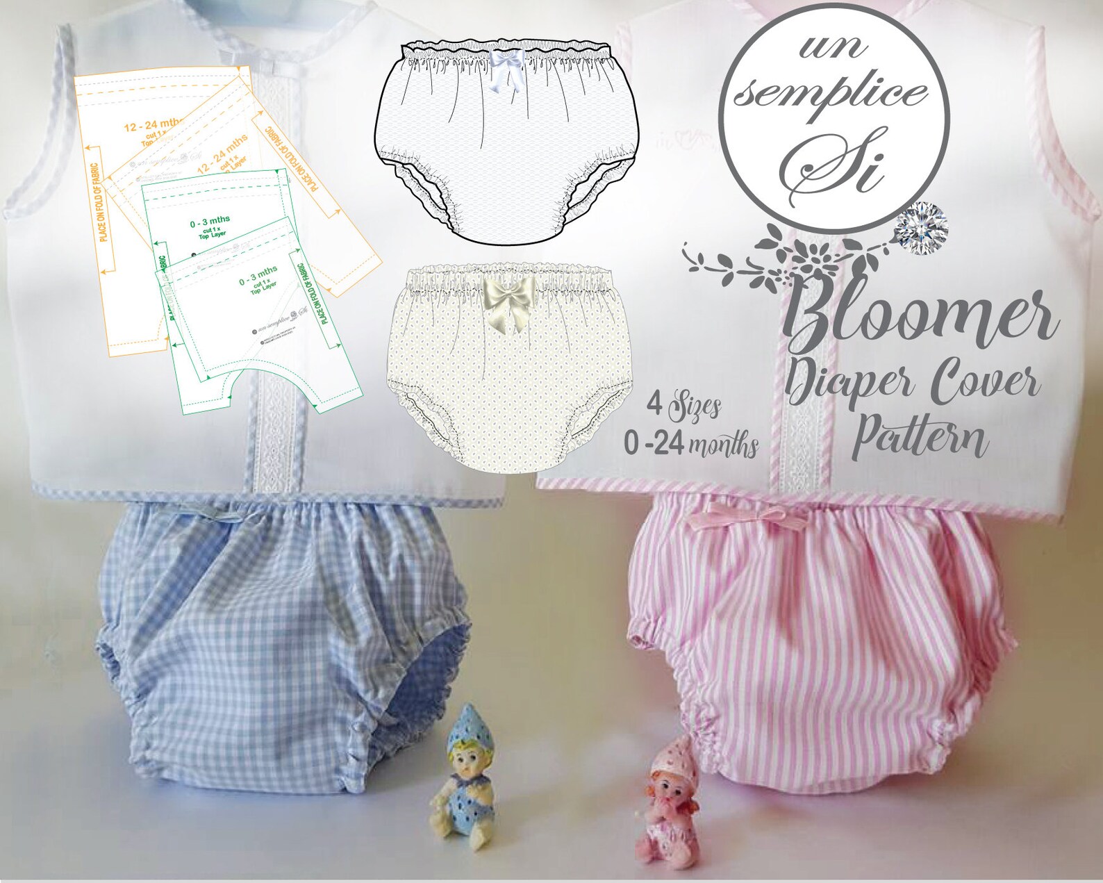Bloomer Diaper Cover PDF Sewing Pattern: Heirloom Christening Design (0 ...
