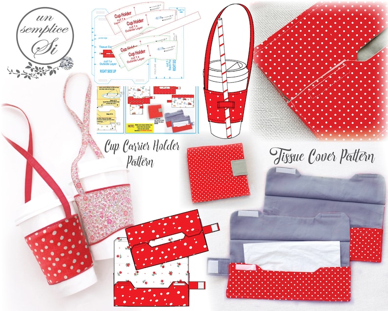 Tissue Cover Pattern, Cup Carrier Holder, Cup Sleeve, Reversible Coffee ...