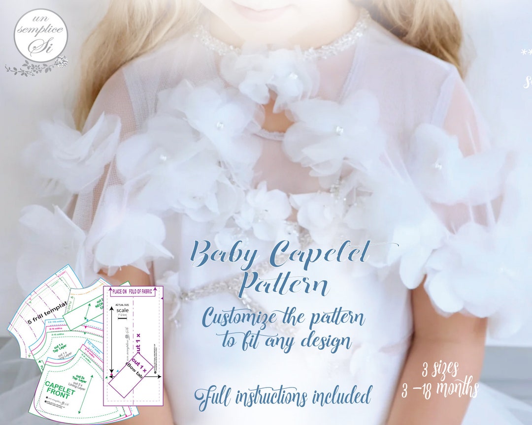 3- 18 Months Baby Cape Pattern, Christening Cape Pattern , Capelet ...