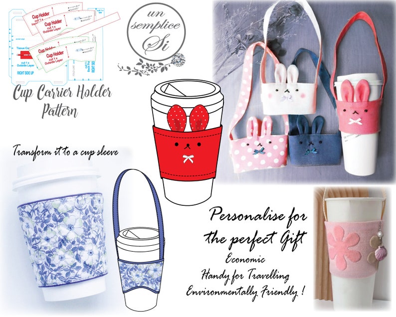 Tissue Cover Pattern, Cup Carrier Holder, Cup Sleeve, Reversible Coffee ...