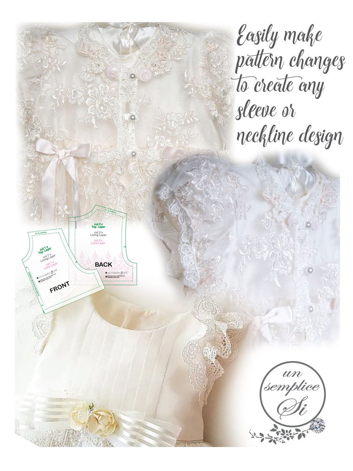 Christening Dress Pattern , Baptism Dress Pattern, PDF Sewing Pattern, Blessings Dress PDF ...