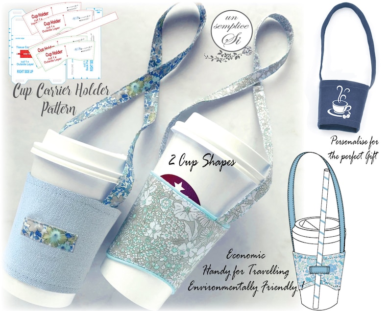 Tissue Cover Pattern, Cup Carrier Holder, Cup Sleeve, Reversible Coffee ...