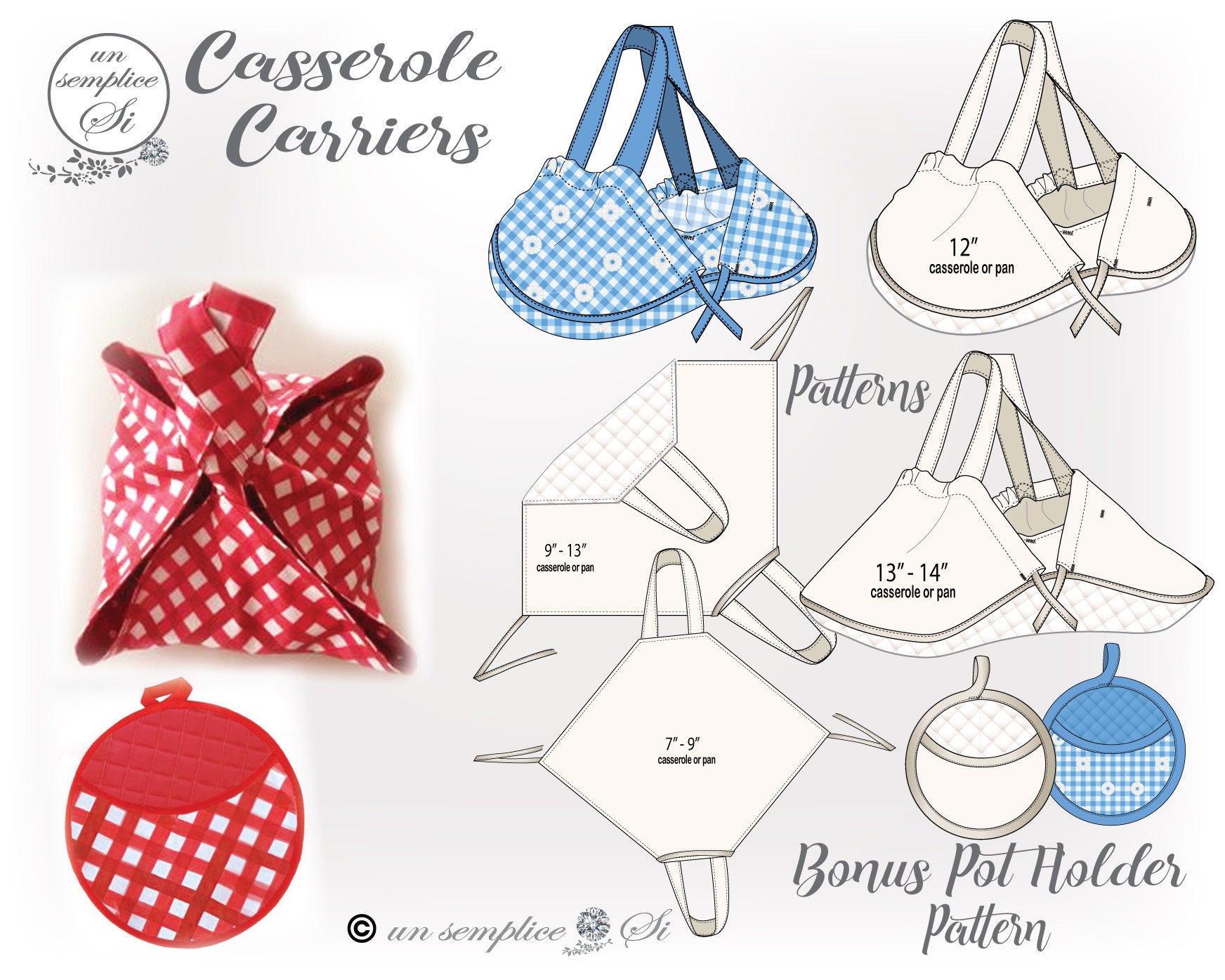 Casserole Carrier Patterns , Pattern Bundle Casserole Carriers , Pie ...