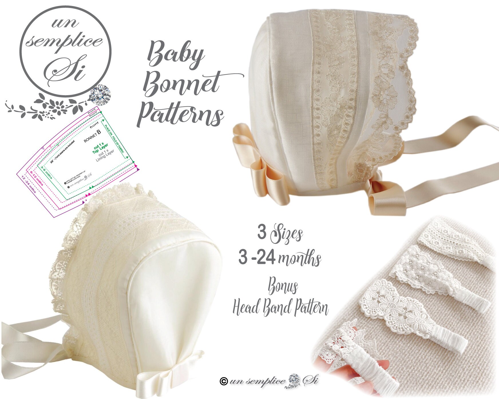 Baby Bonnet Pattern, Christening Caps, Baptism Bonnet Pattern, Baby ...
