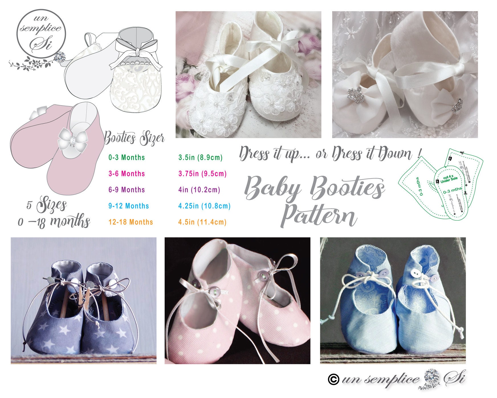 Baby Booties Pattern, Christening Shoes, High Cut Bootie Pattern, PDF ...