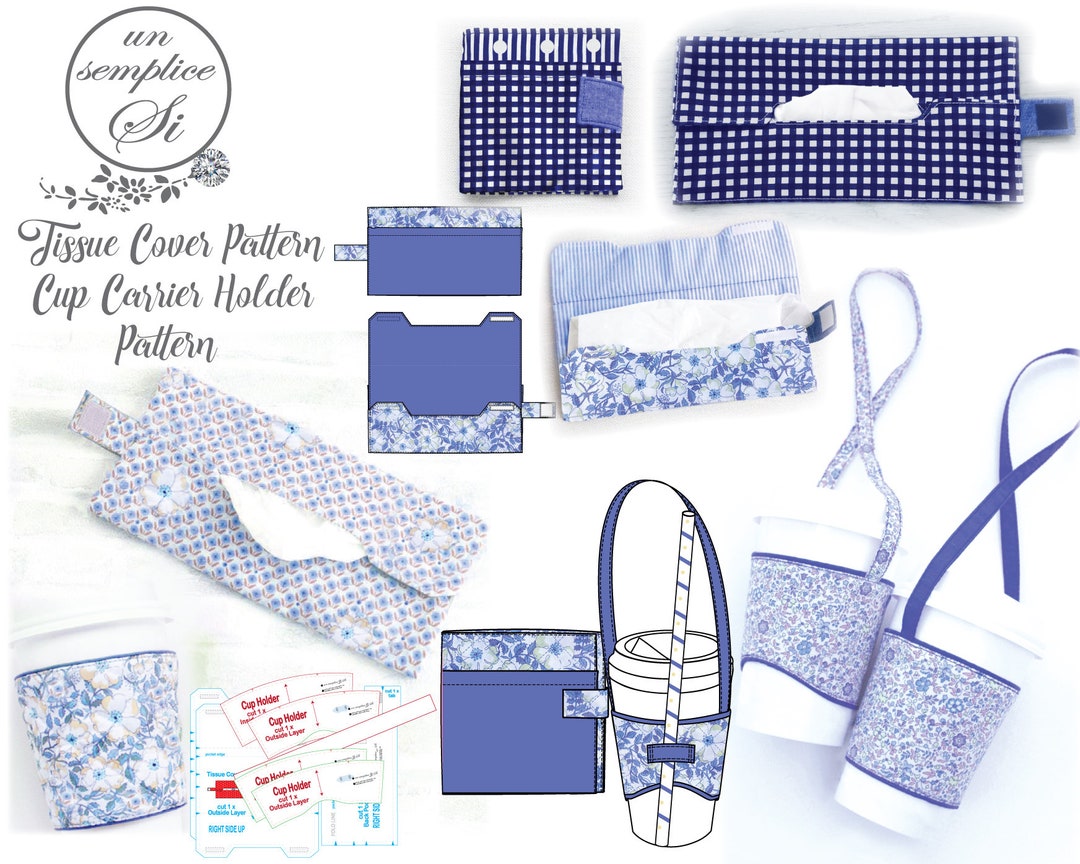 Tissue Cover Pattern, Cup Carrier Holder, Cup Sleeve, Reversible Coffee ...
