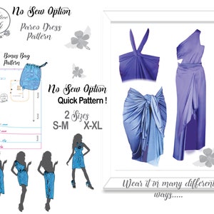 MULTIWAY Beach Cover up PATTERN, No Sew Beach Wrap Pattern , Pareo ...