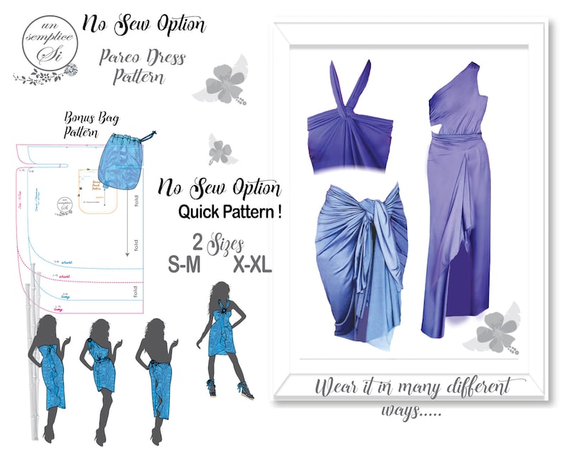 MULTIWAY Beach Cover up PATTERN, No Sew Beach Wrap Pattern , Pareo ...