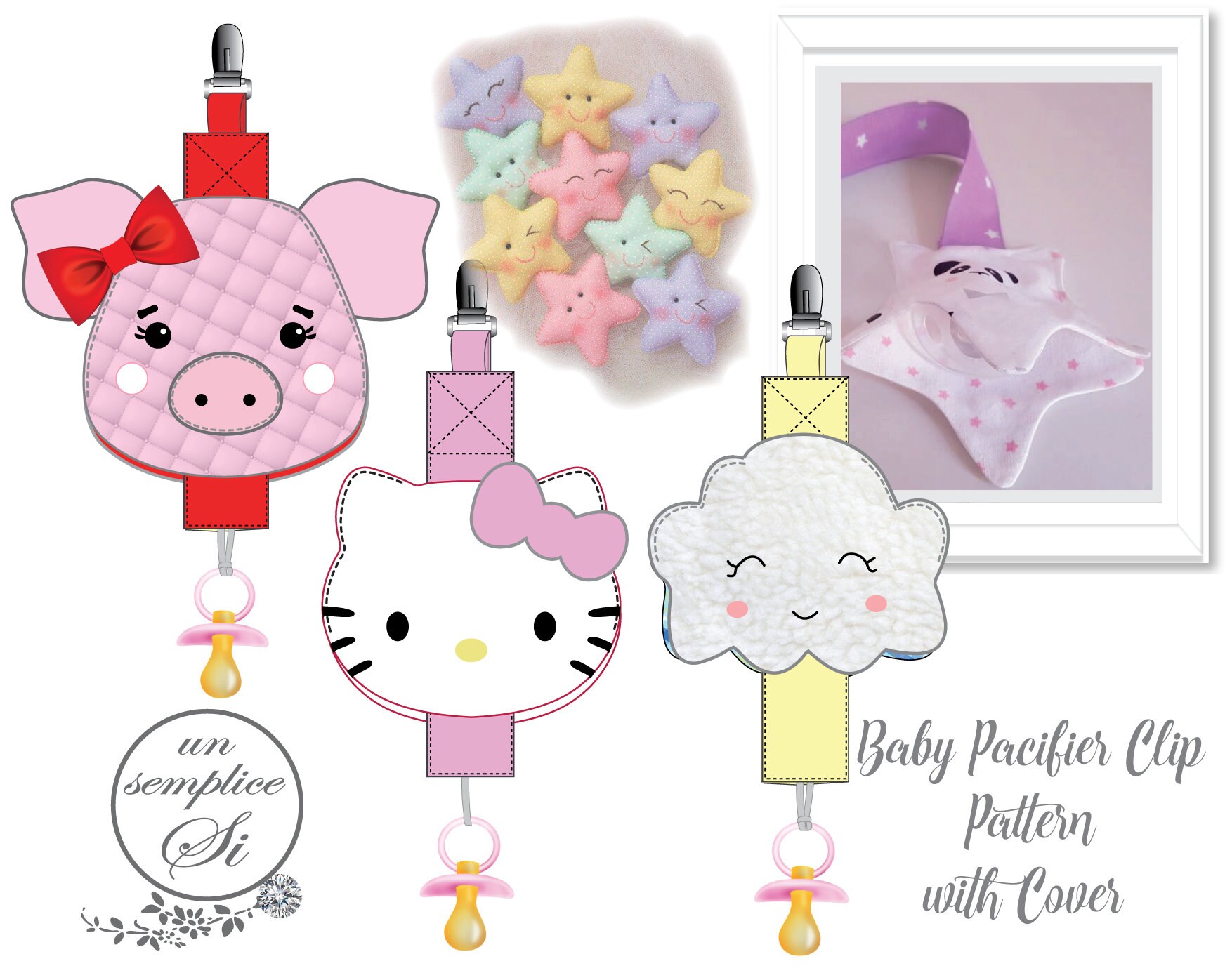 Baby Pacifier Clip Pattern , Bib Pattern, Passy Clip, Dummy Clip, PDF ...