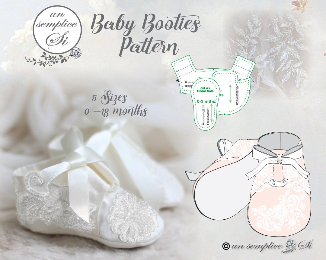Baby Booties Pattern, Christening Shoes, Bootie Pattern, PDF Pattern ...