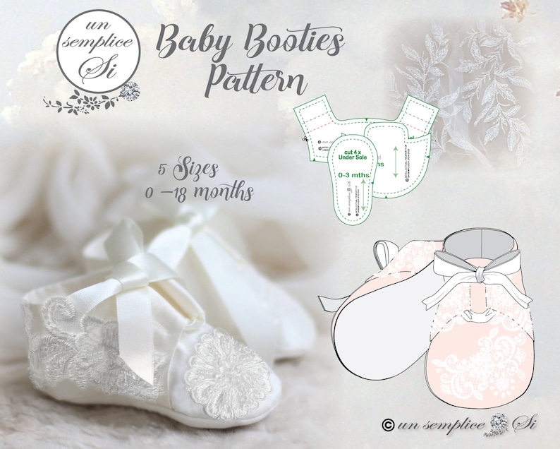 Baby Booties Pattern, Christening Shoes, Bootie Pattern, PDF Pattern ...