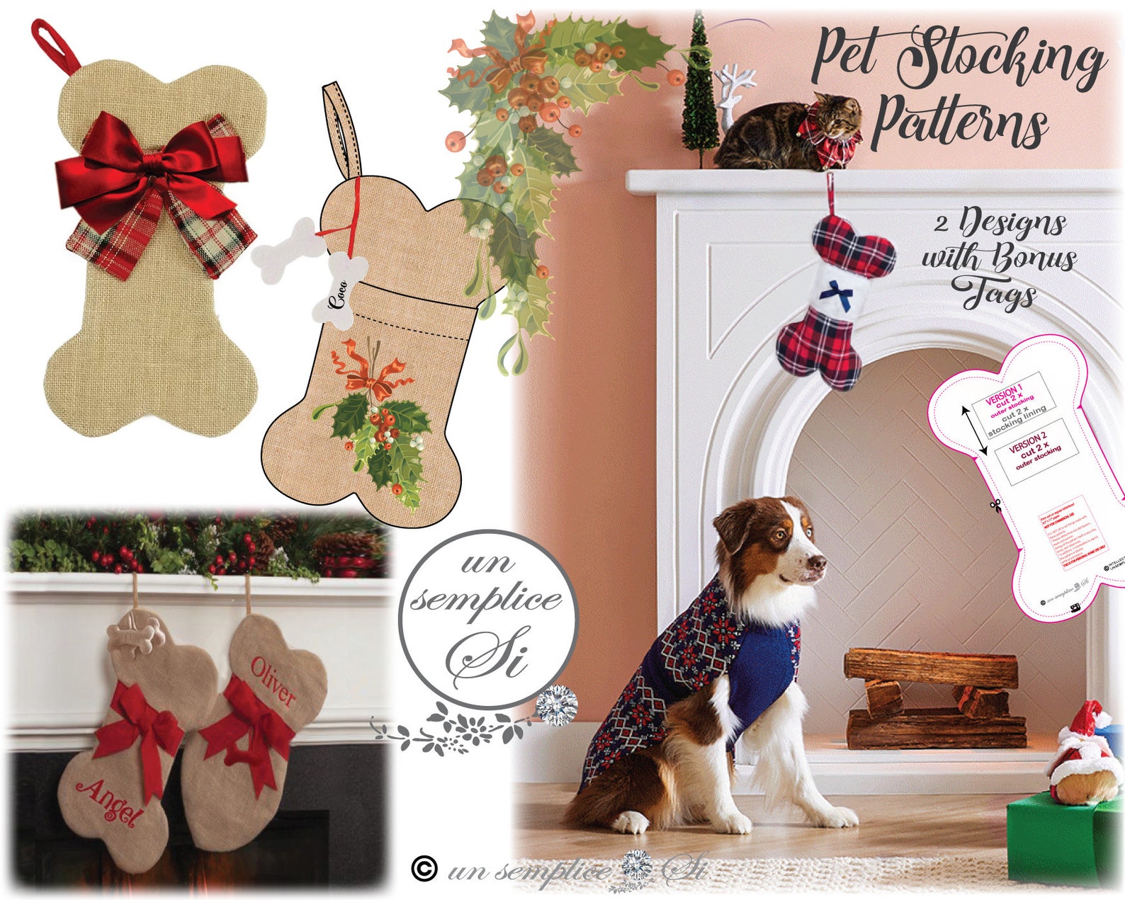Pet Holiday Stocking , Christmas Pet Stocking Pattern, Dog Bone ...