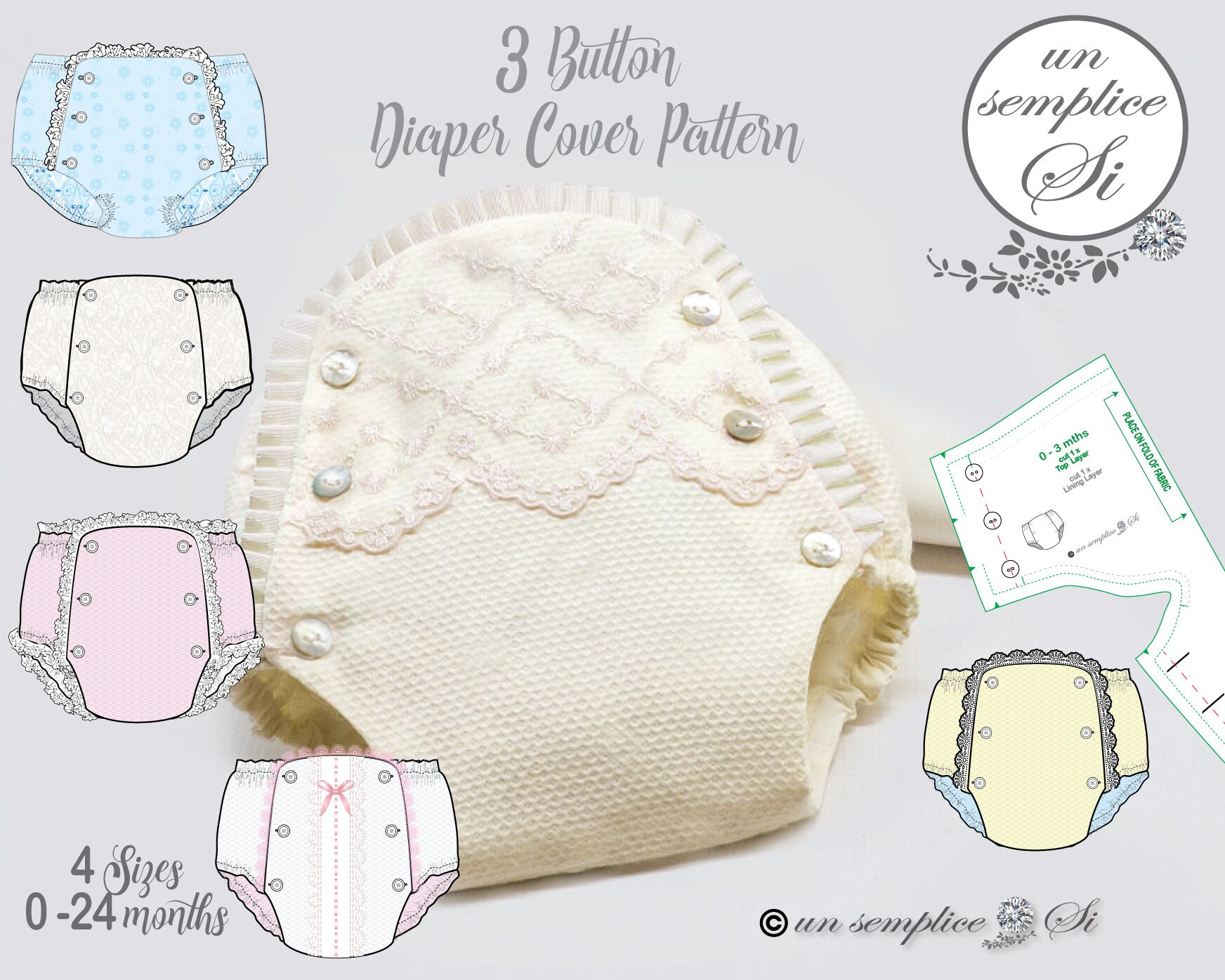 Diaper Cover Pattern , Nappie Cover Pattern , 3 Button Diaper Cover - Etsy