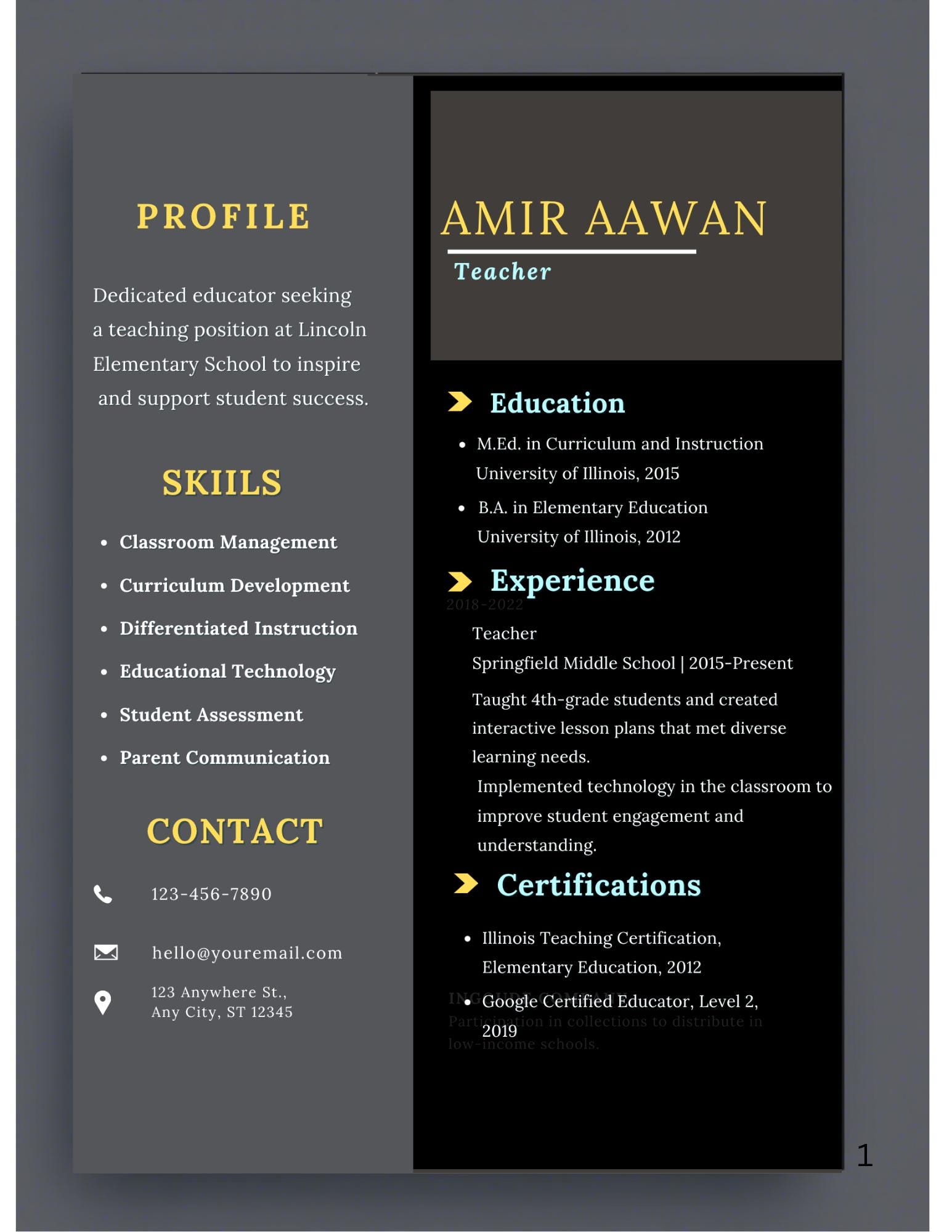 Professional Resume Template Editable CV Editable in PDF Instant ...