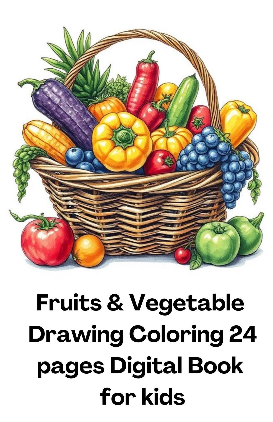 Fruits Vegetable Drawing Coloring 24 Pages Digital Book for Kids ...