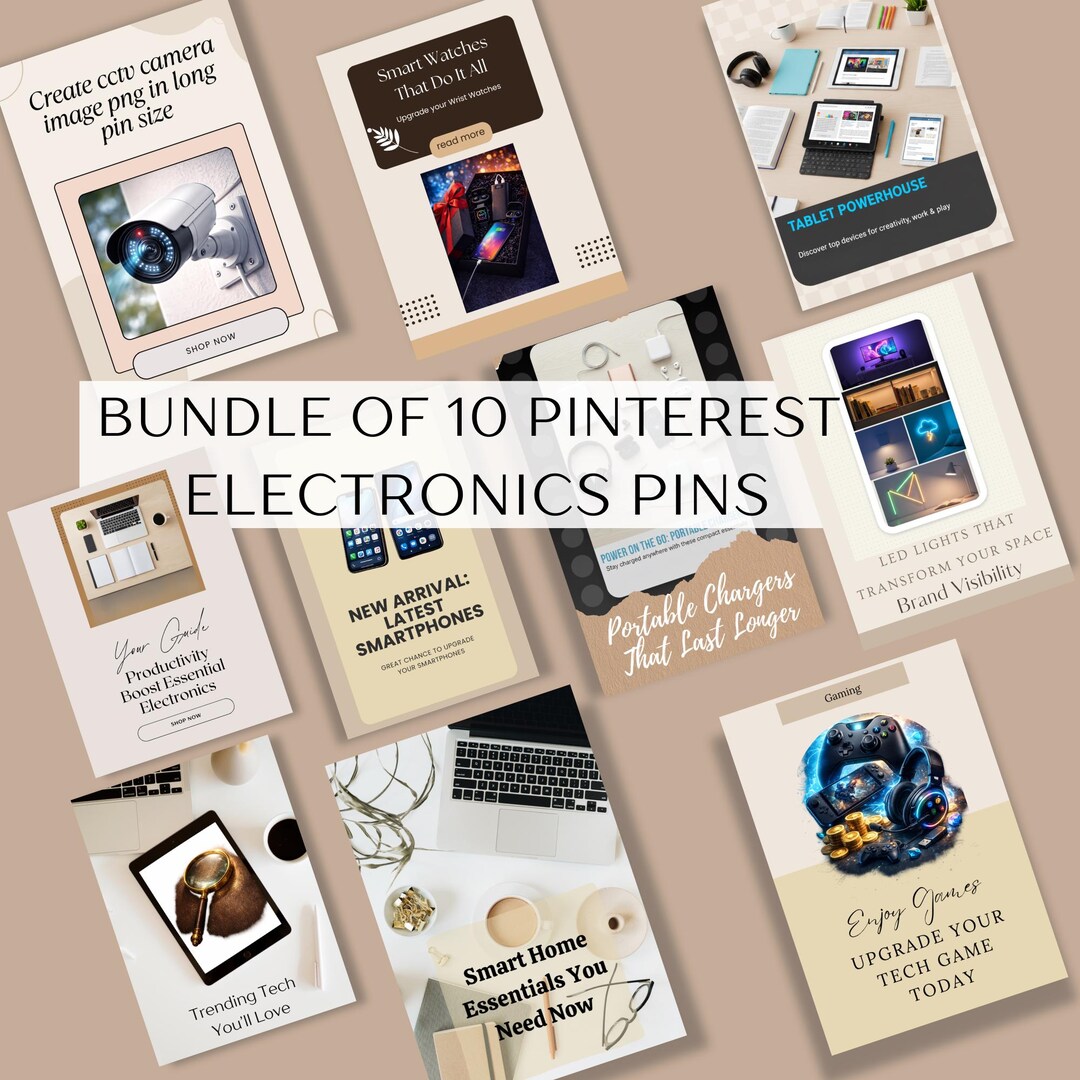 Digital Bundle of 10 Editable PDF Pinterest Electronics Pins Modern ...
