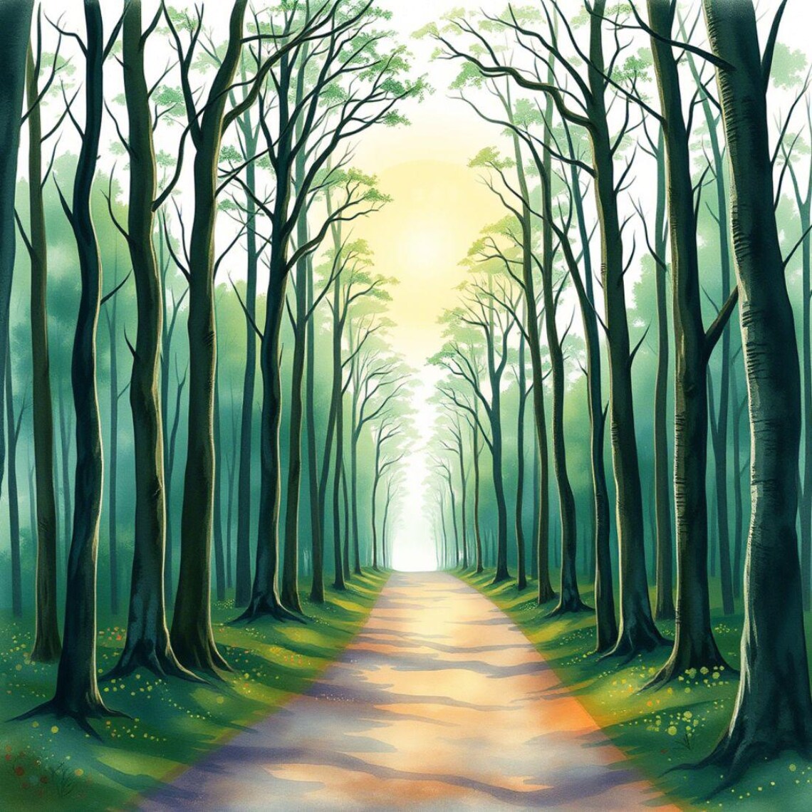 Sunlight in Forest, Light in Path, Trees in Forest, Path of Jungle, Path Between the Trees of ...
