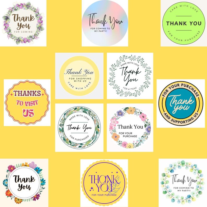 24 Digital PDF Editable Thankyou Stickers Thankyou Label Printable ...