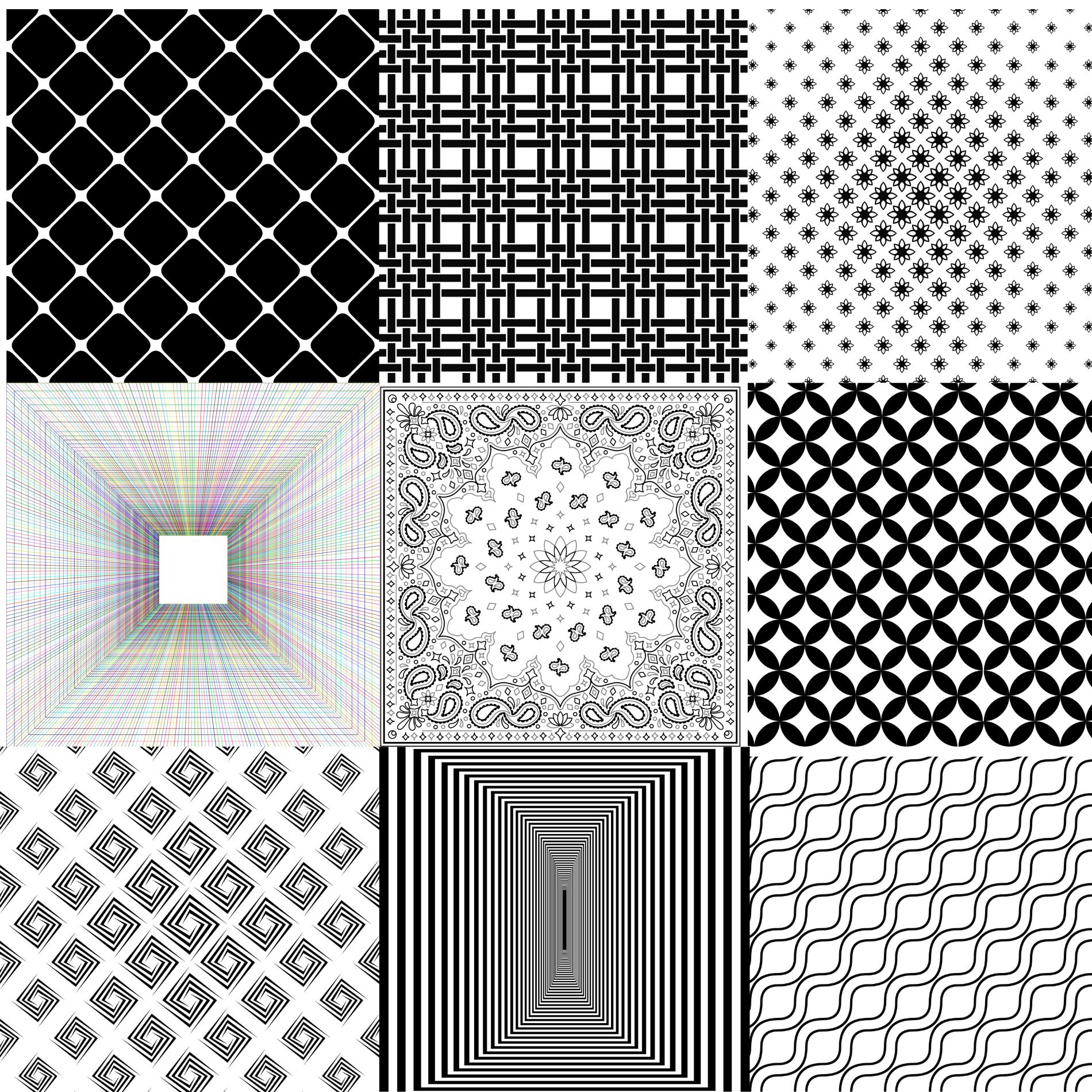 Seamless Black & White Grid and Pattern Designs Background Pattern ...