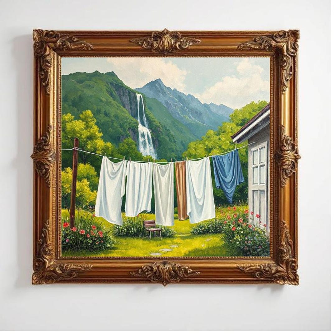 Laundry Line View, Laundry Room Wall Art, Clothesline Laundry - Etsy