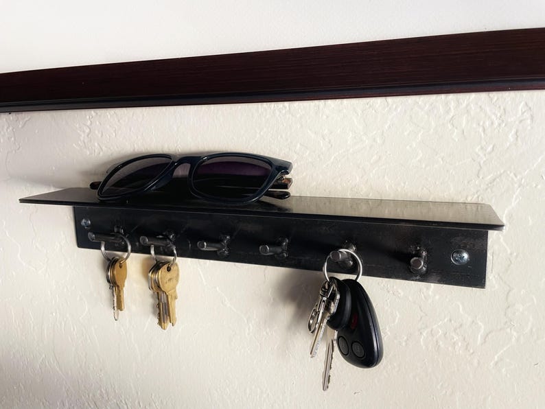 Steel Key Holder With Top Shelf – Functional Wall-mounted Organizer - Etsy
