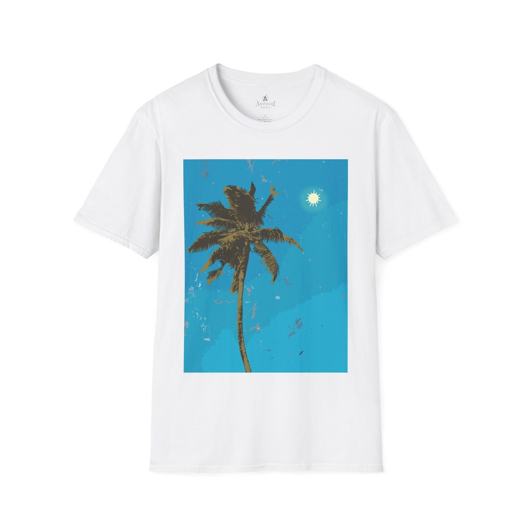 Artistic Palm Tree and Sunshine Softstyle T-shirt, Palm Tree T-shirt ...
