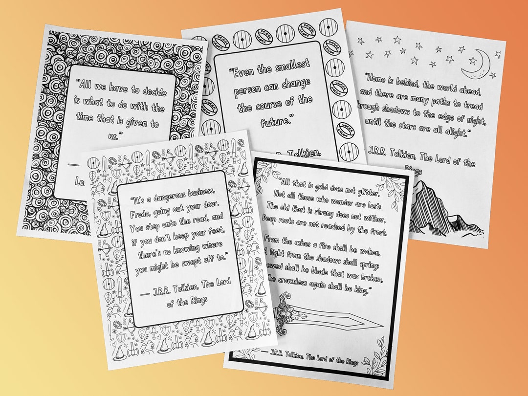 Lord of the Rings Quotes Coloring Pages - Etsy