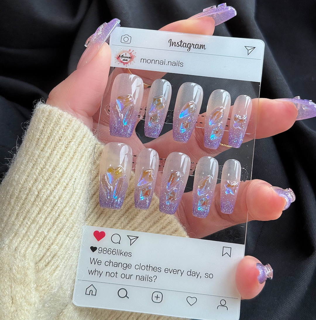 Galactic Gleam: Stardust Sparkle Press-on Nails/luxury Press on Nails ...