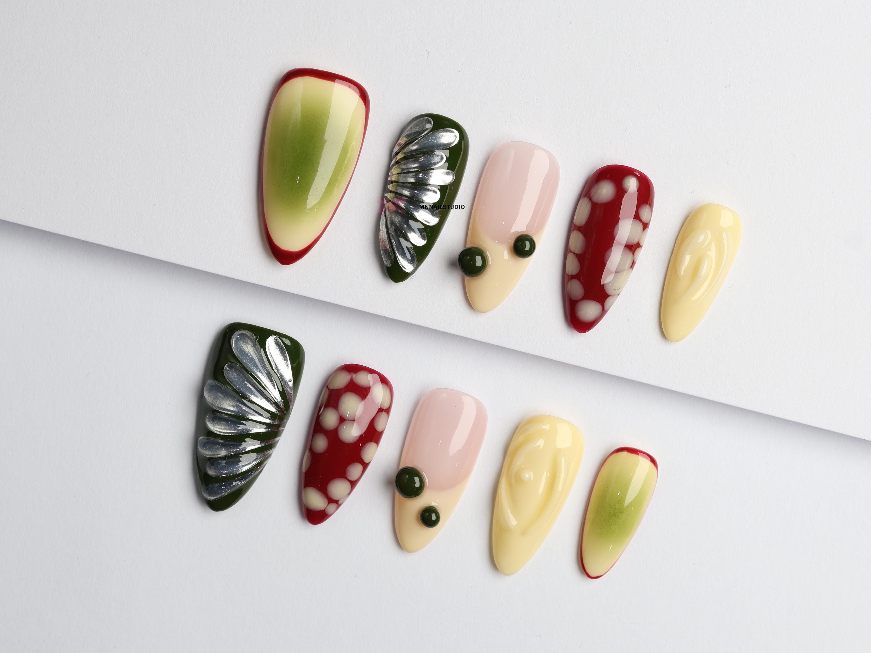 Boho Chic 3D Press-on Nails/3d Nails/kawaii Nails/gyaru Nails/jelly ...