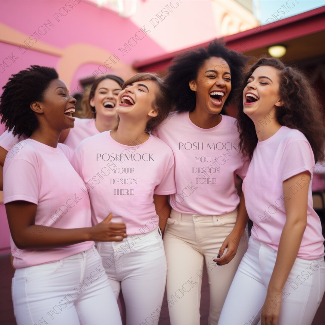 T-shirtmodel Mockups Model Mockups Pink Bella Canvas 3001 Group Mockup ...