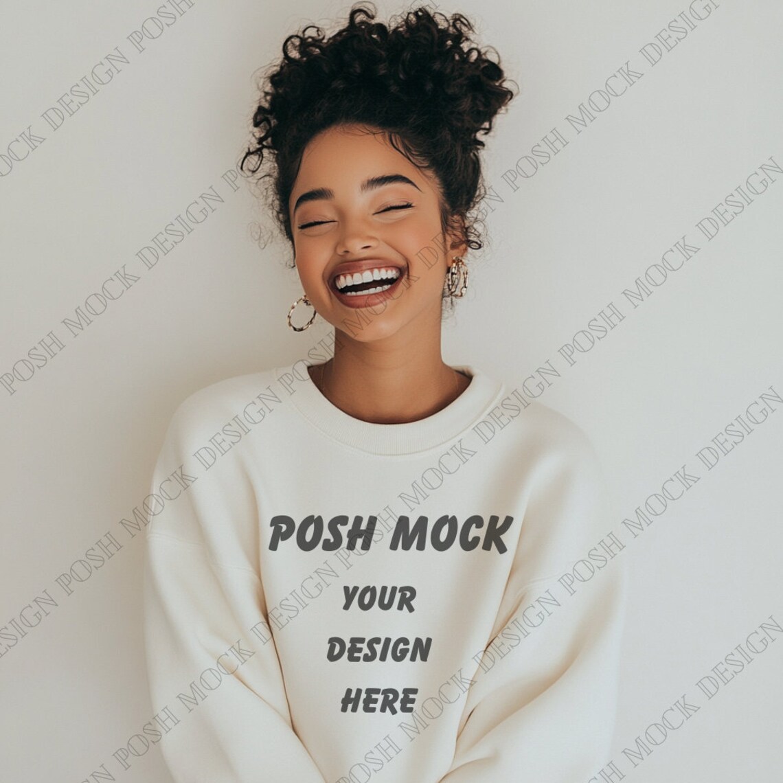 JERZEES 562MR Sweatshirt Sweet Cream Heather Mockup | Model Mockup ...