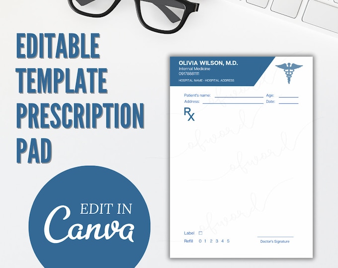 Rx Custom Prescription Notepad Personalized Doctor Medication Memo Pad ...