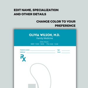 Prescription Pad Template | Rx Prescription Template | Doctor ...