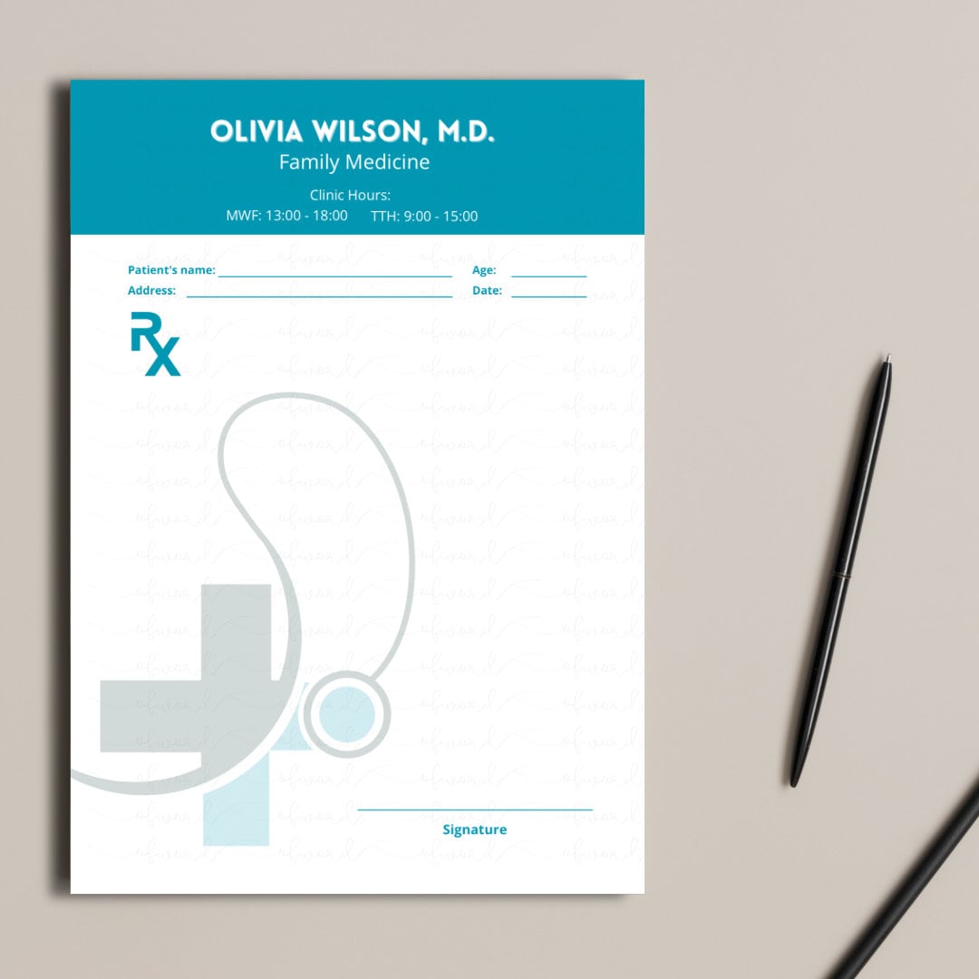 Prescription Pad Template | Rx Prescription Template | Doctor ...