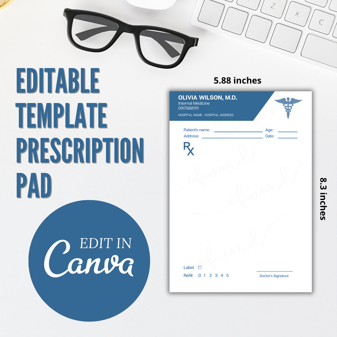 Prescription Pad Template Rx Prescription Template Doctor Prescription ...
