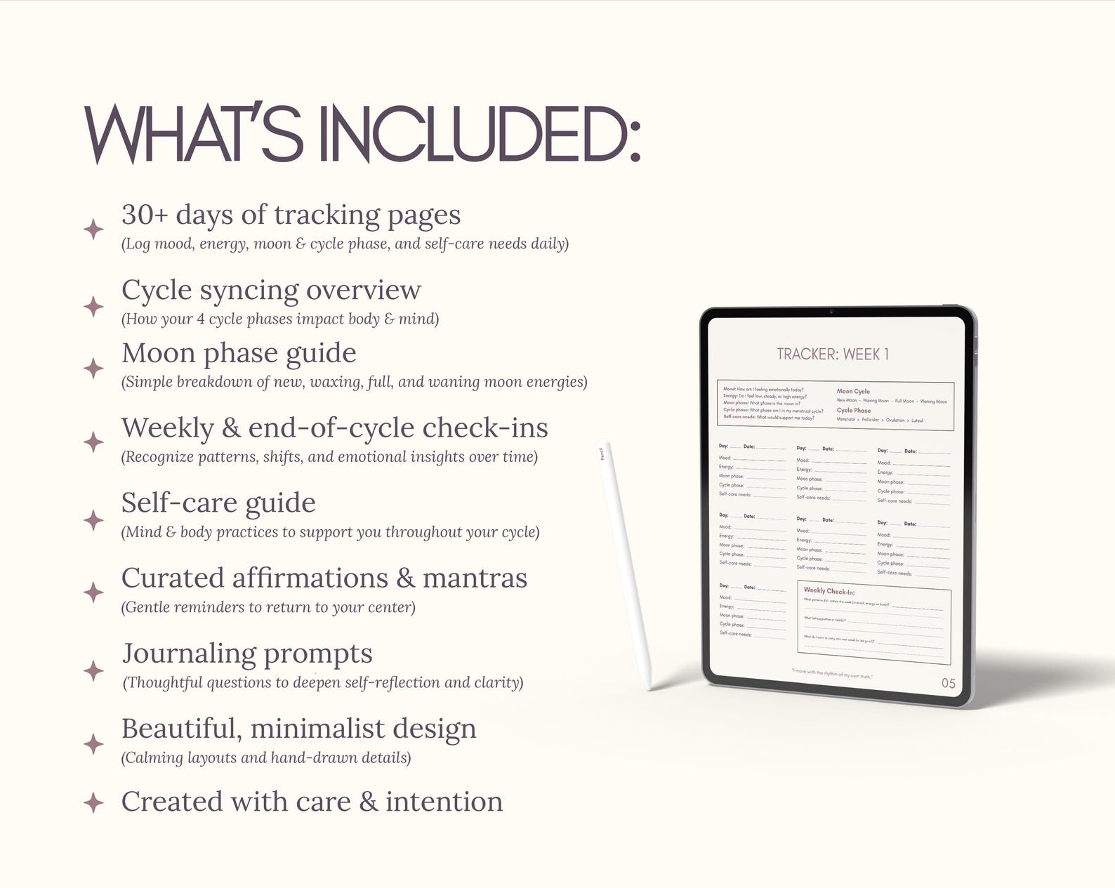 Moon and Cycle Journal: Period & Mood Tracker, Self-care Planner ...