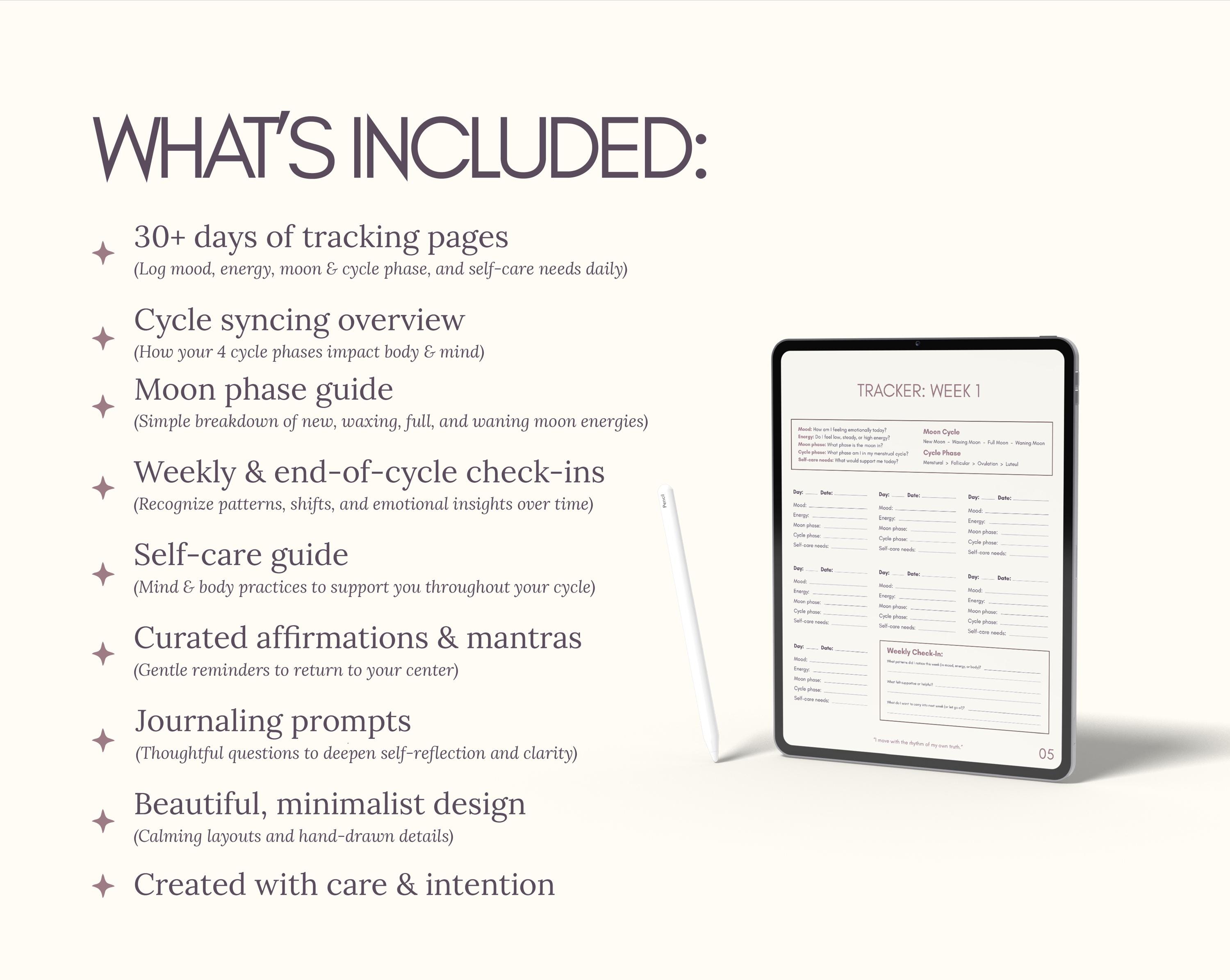 Moon and Cycle Journal: Period & Mood Tracker, Self-care Planner ...