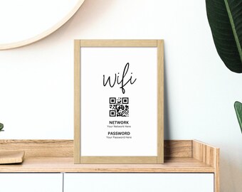 Wifi QR Code Sign, Printable Wifi Sign, Editable Wifi Password Sign ...