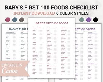 Baby's First Foods Tracker Printable, Baby Food Log, Baby Food Diary ...
