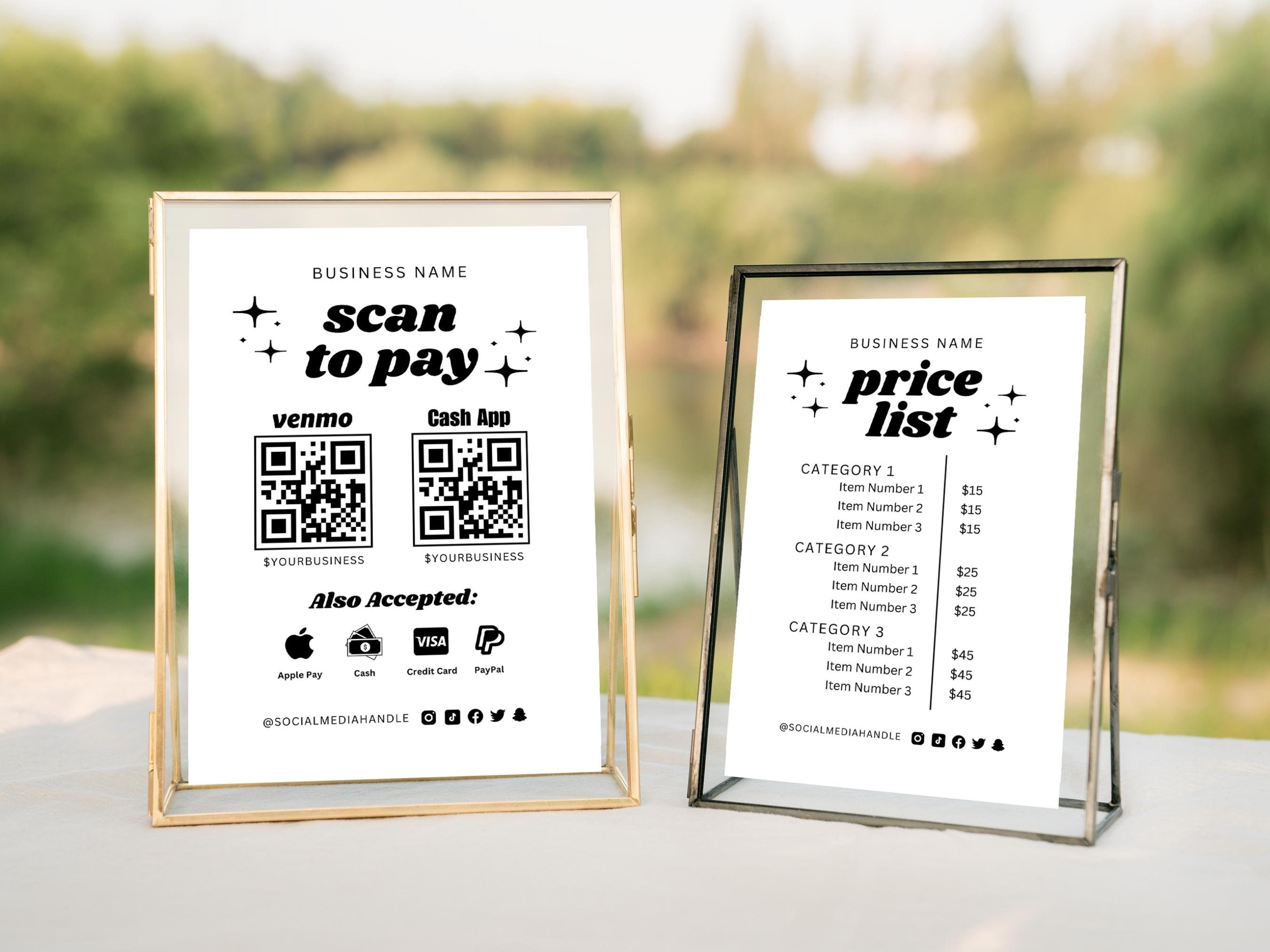 Printable Scan to Pay Sign, Price List Template, DIY QR Code Sign ...