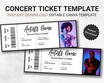 Editable Concert Ticket Template, DIY Event Ticket, Custom Concert ...