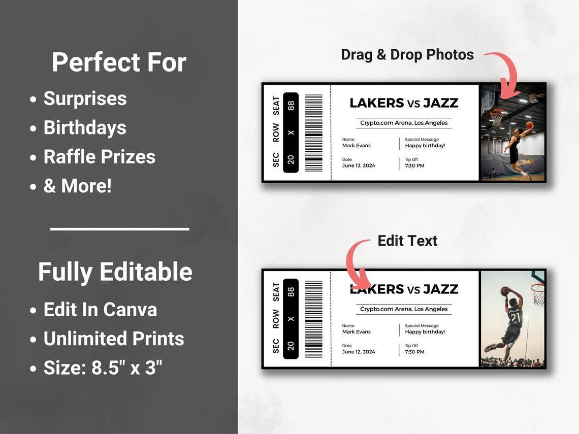 Editable Sports Ticket Template DIY Sporting Ticket Custom - Etsy