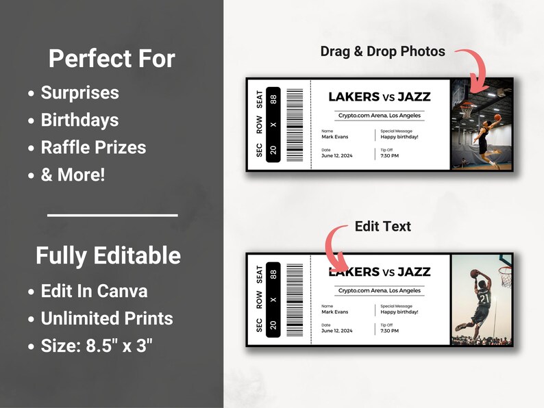 Editable Sports Ticket Template, DIY Sporting Ticket, Custom Sports ...