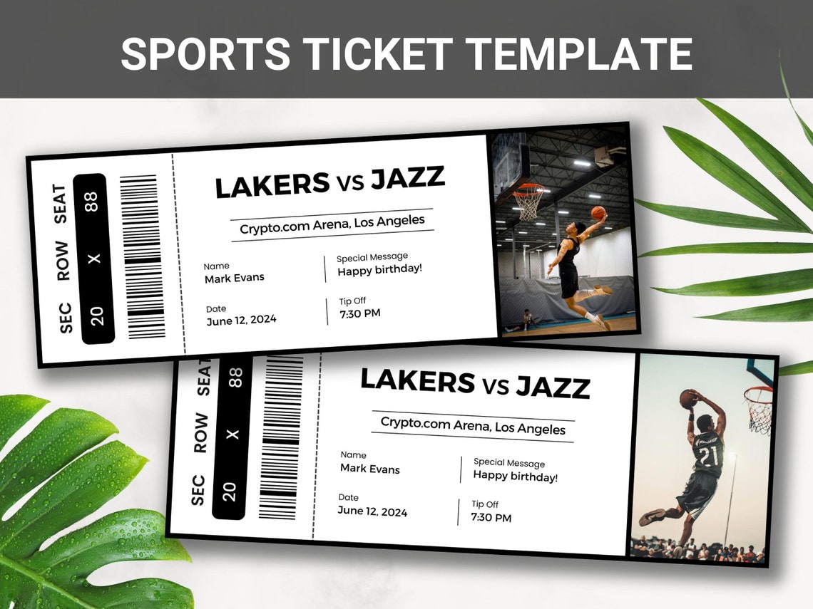 Editable Sports Ticket Template DIY Sporting Ticket Custom - Etsy