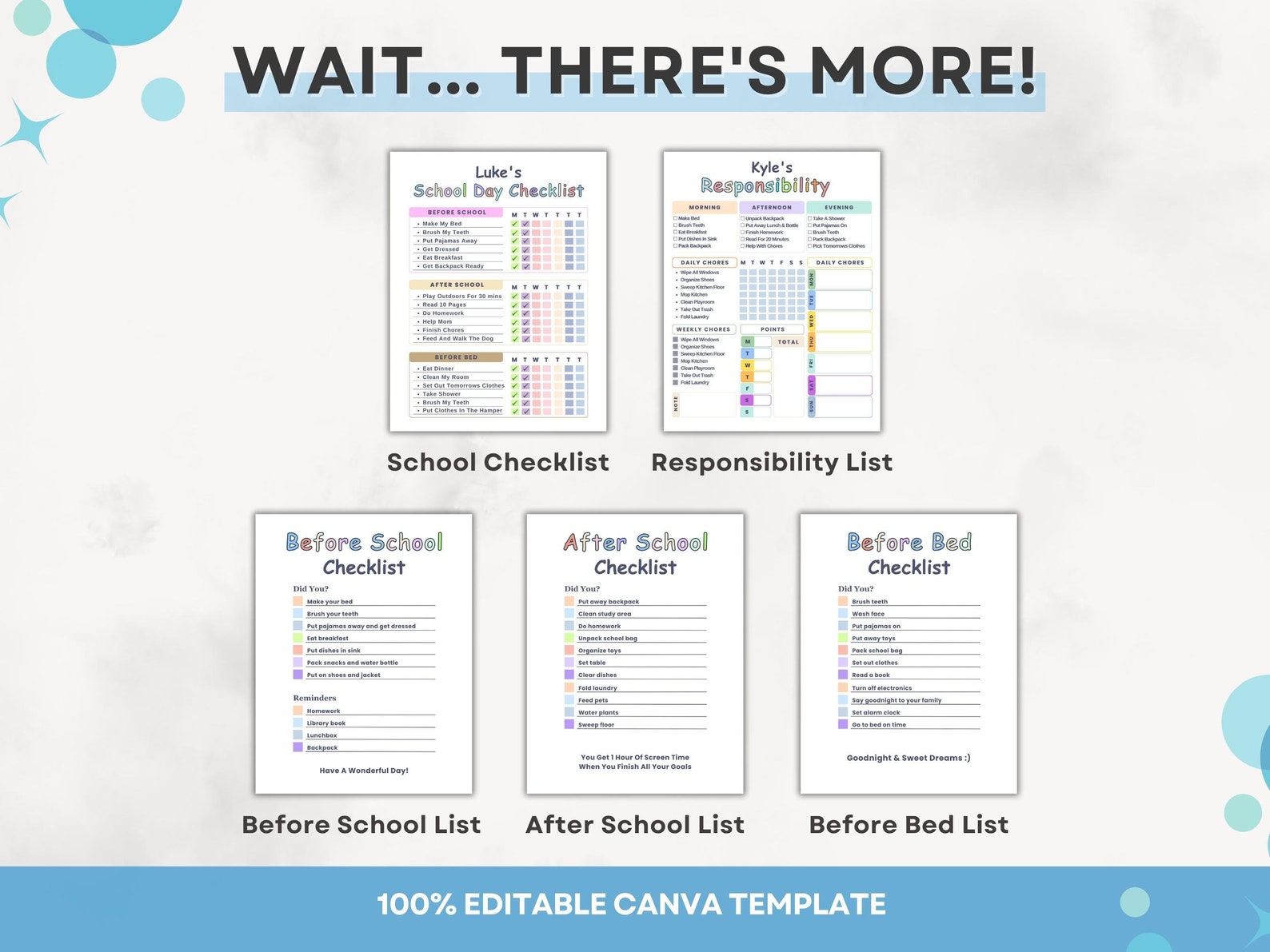 Editable Kids Chore Chart Bundle, Reward Allowance Behavior Consequence ...