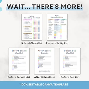 Editable Kids Chore Chart Planner, Reward Allowance Behavior ...